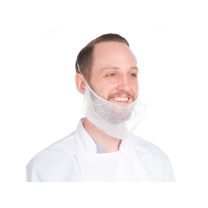 Cache Barbe non tissé 12gr/m² - Lot de 100 protège barbe à usage unique